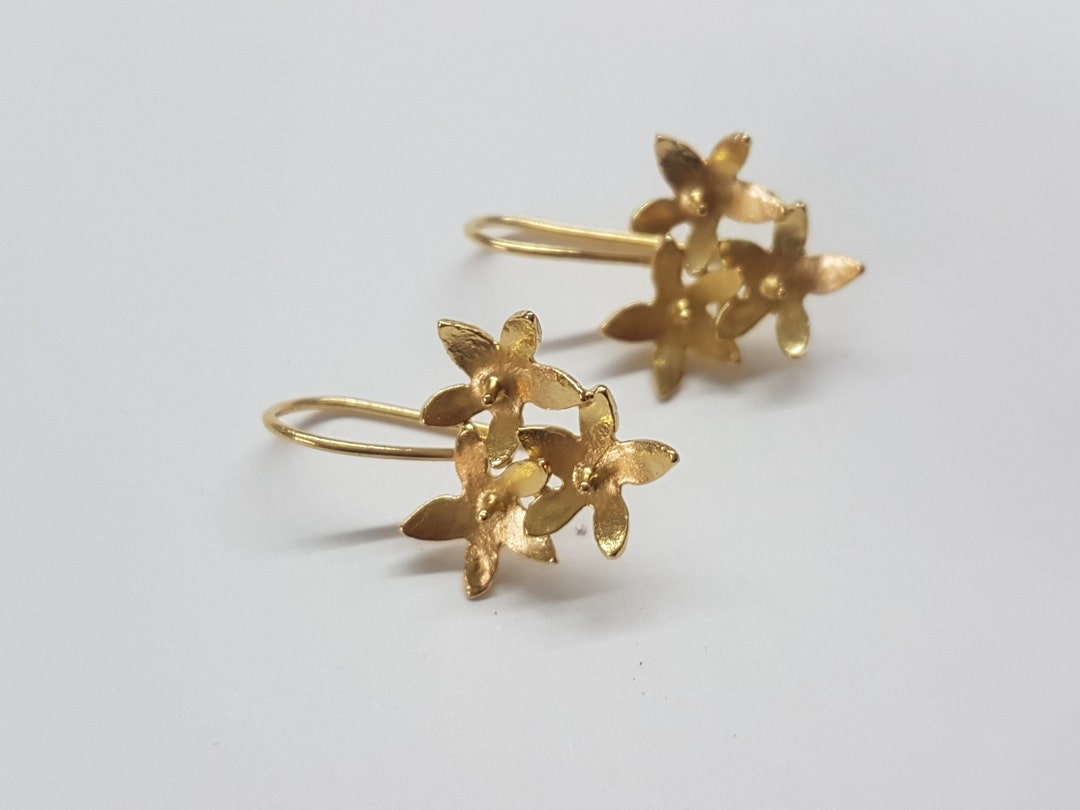 Gold Drop Flower Earrings Floral Earrings Bridal Earrings - Etsy
