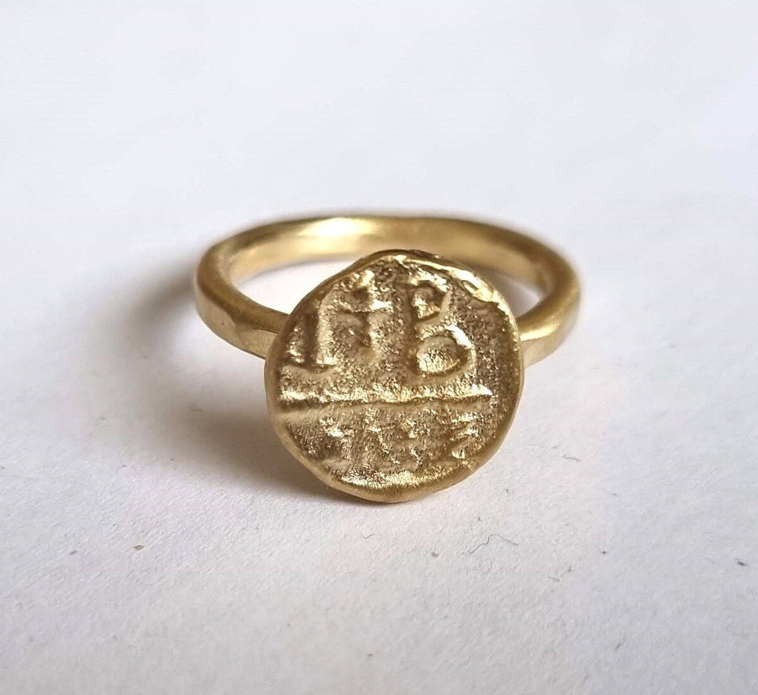 Solid Gold Coin Ring, Antique Style Ring, Romantic Jewelry for Women ...