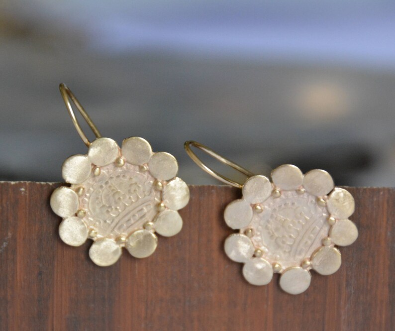 Gold coin earrings antique coin earrings gold wedding | Etsy