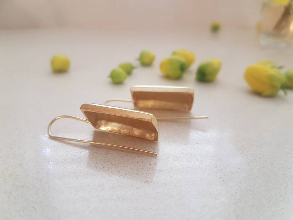 Rectangle Earrings, Large Geometric Earrings, Gold Statement Earrings ...