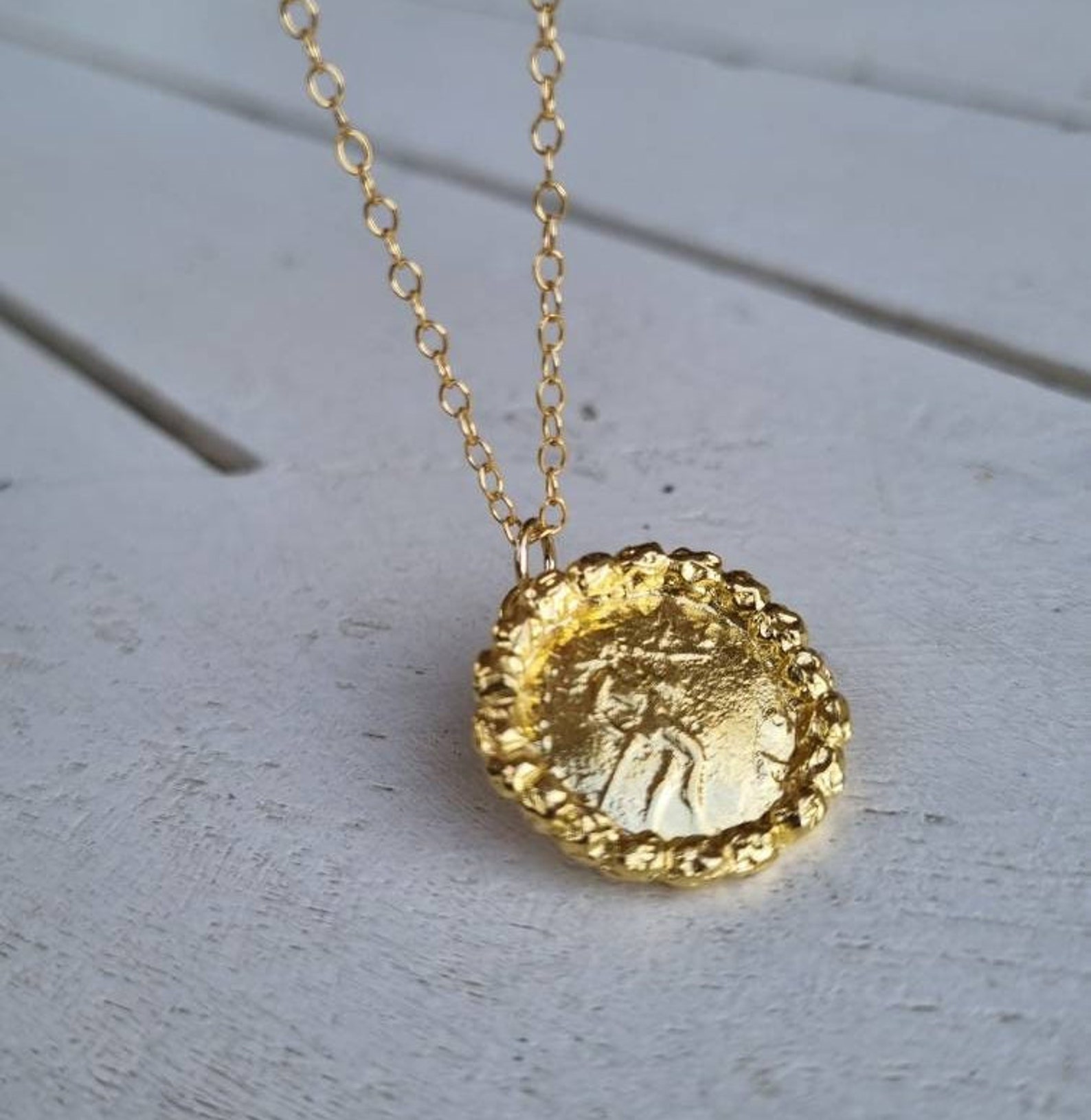 Antique Gold Coin Necklace Gold Necklace Gold Coin Pendant - Etsy