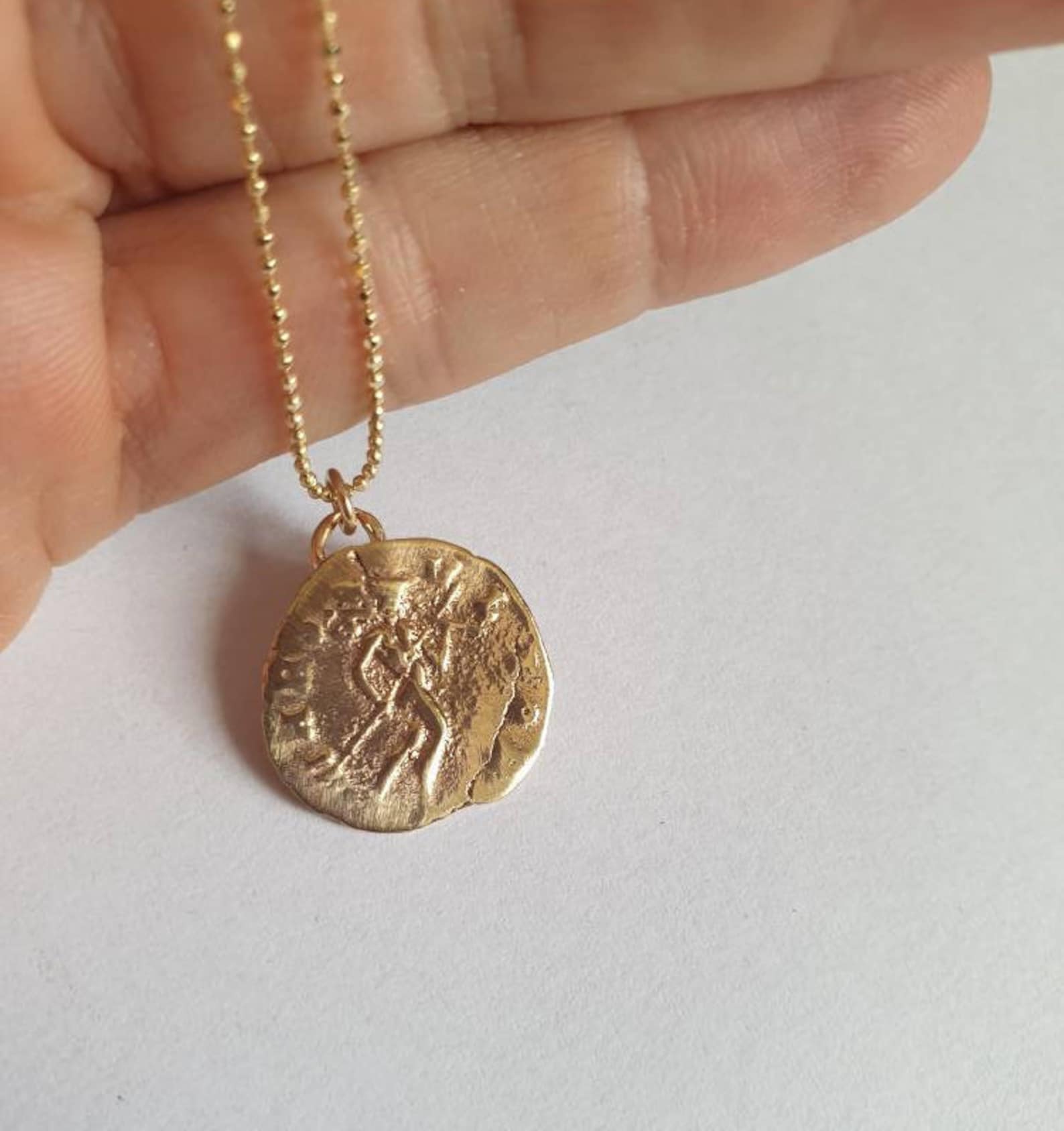 Antique Coin Pendant Necklace 14k Gold Necklace Gold Coin | Etsy