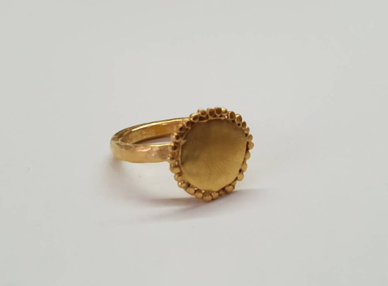 Gold disc ring gold round ring gold statement ring gold | Etsy