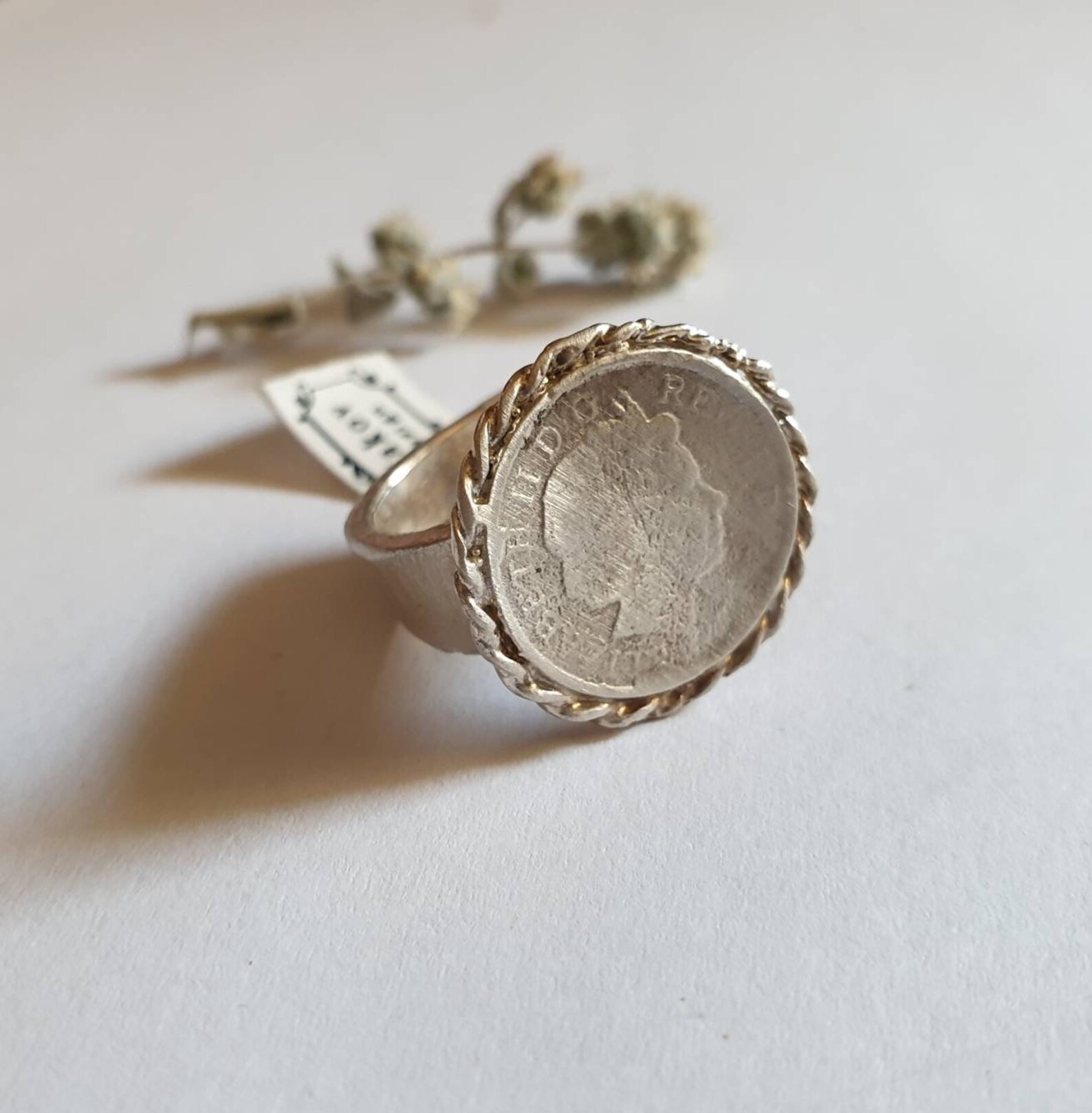 Coin Ring Signet Ring Women Coin Signet Ring Sterling | Etsy