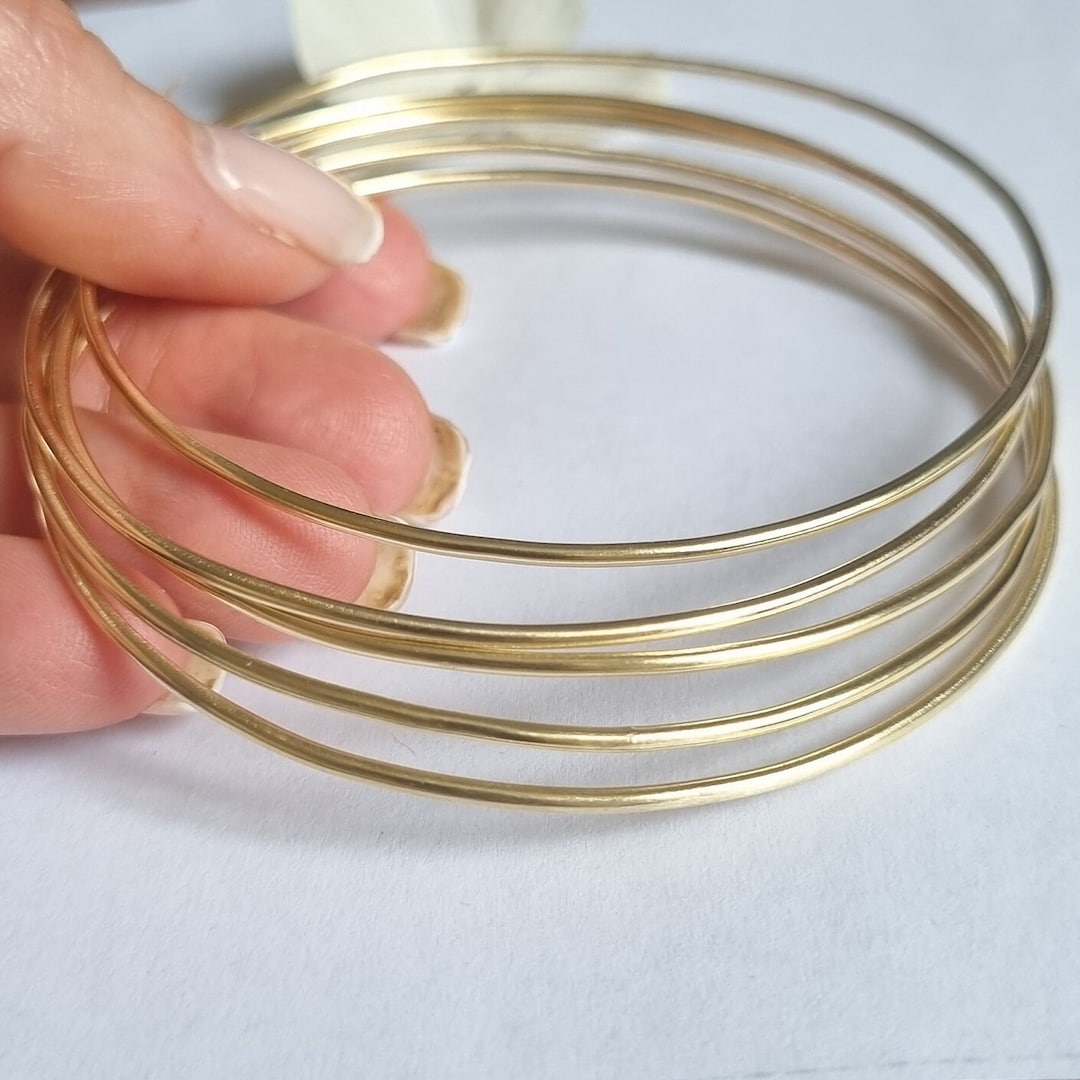 Gold Hoop Bracelet, Gold Bracelet Bridesmaid, Plain Simple Bracelet ...