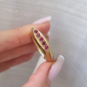 Gold Ruby Ring, Signet Ring Women, Silver Signet Ring, Marquise Ring ...