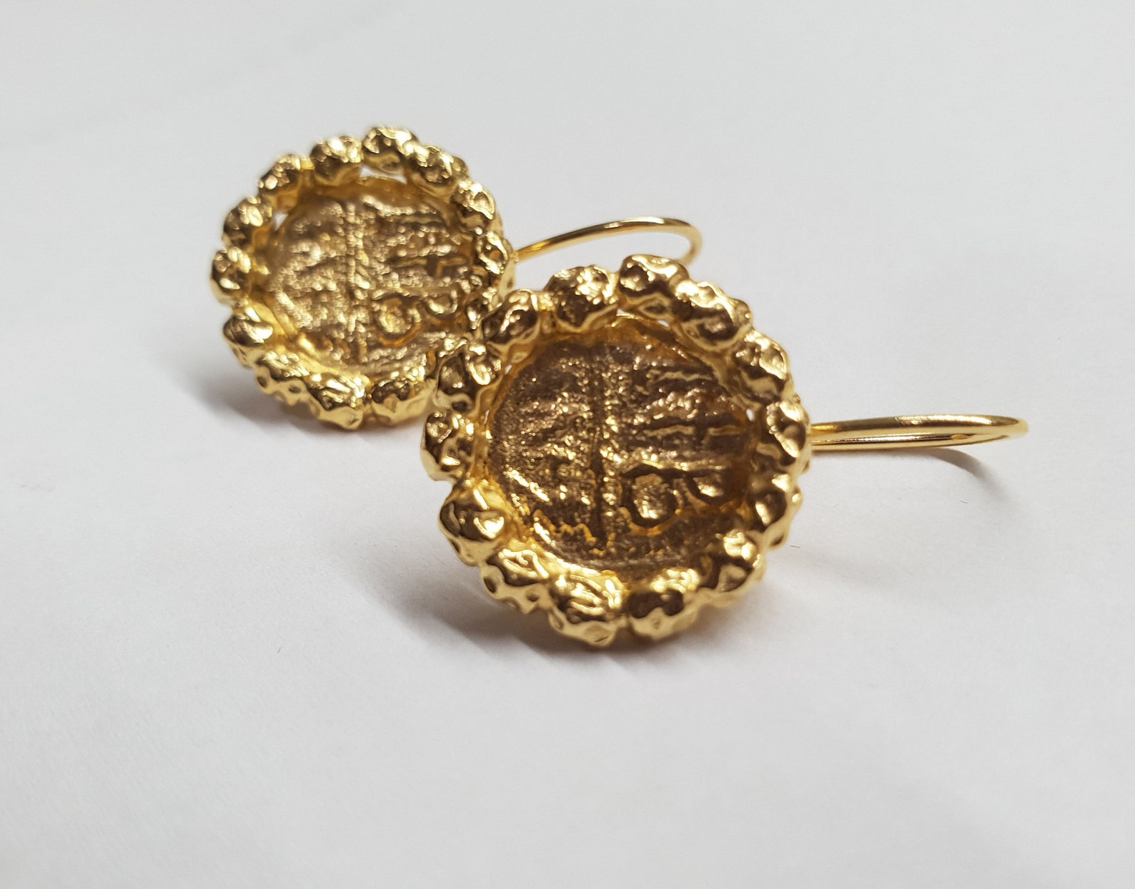 Gold Coin Earrings Drop Coin Earrings Coin Earrings Gold | Etsy