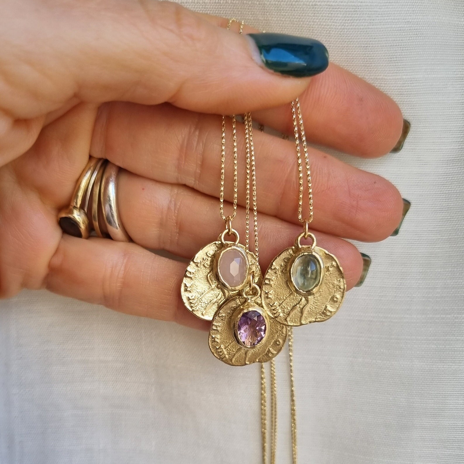 Gold Coin Necklace, Coin Jewelry, White Gold Necklace, 14k Gold ...
