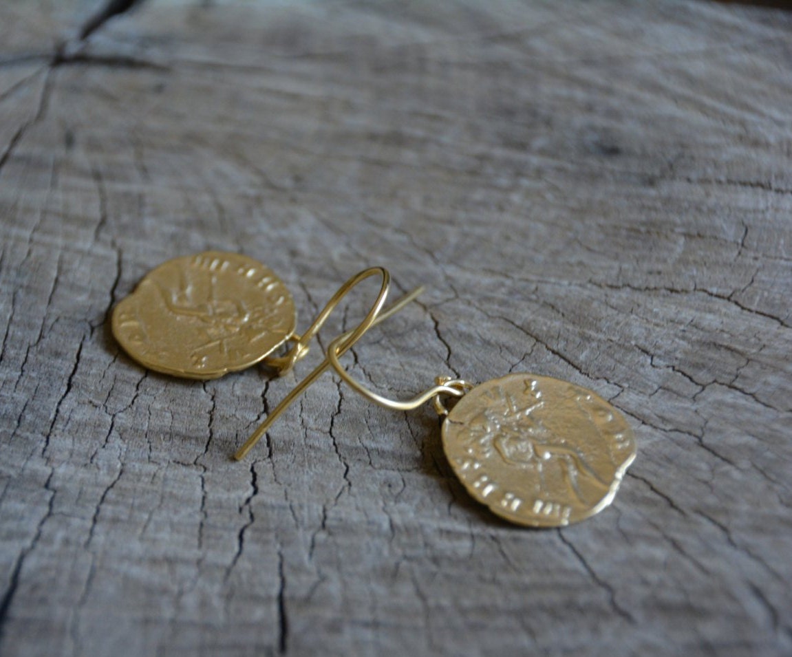 Antique Coin Earrings Gold Coin Earrings Ancient Coin | Etsy
