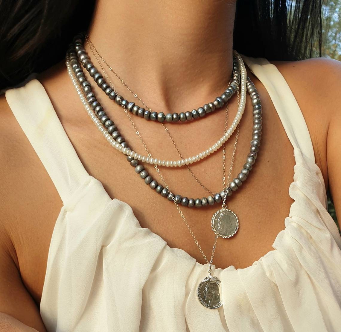 Coin Necklace Coin Pendant Necklace Silver Coin Pendant - Etsy