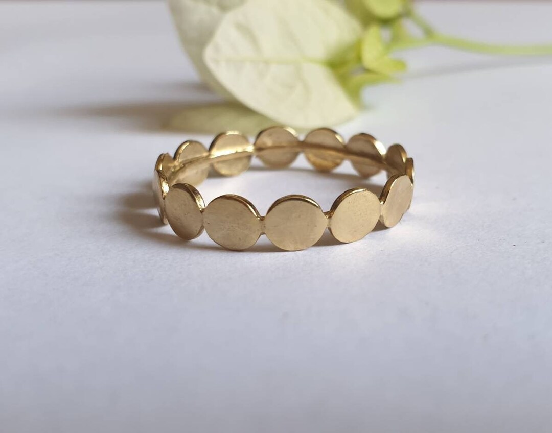 14k Gold Bead Ring, 14k Gold Boho Ring, Unique Gold Jewelry, Gold Dot ...