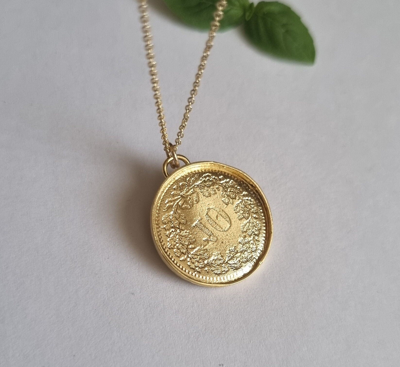 Solid Gold Coin Necklace, Gold Coin Pendant, Coin Jewelry, 14k Gold ...