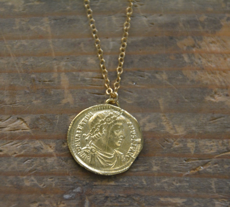 Gold Coin Necklace Coin Necklace Gold Coin Pendant Antique - Etsy Israel