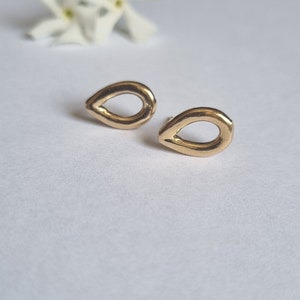 Teardrop Earrings, 14k Gold Studs, Solid Gold Earrings, Minimalist Earrings, 9k Gold Earrings ...