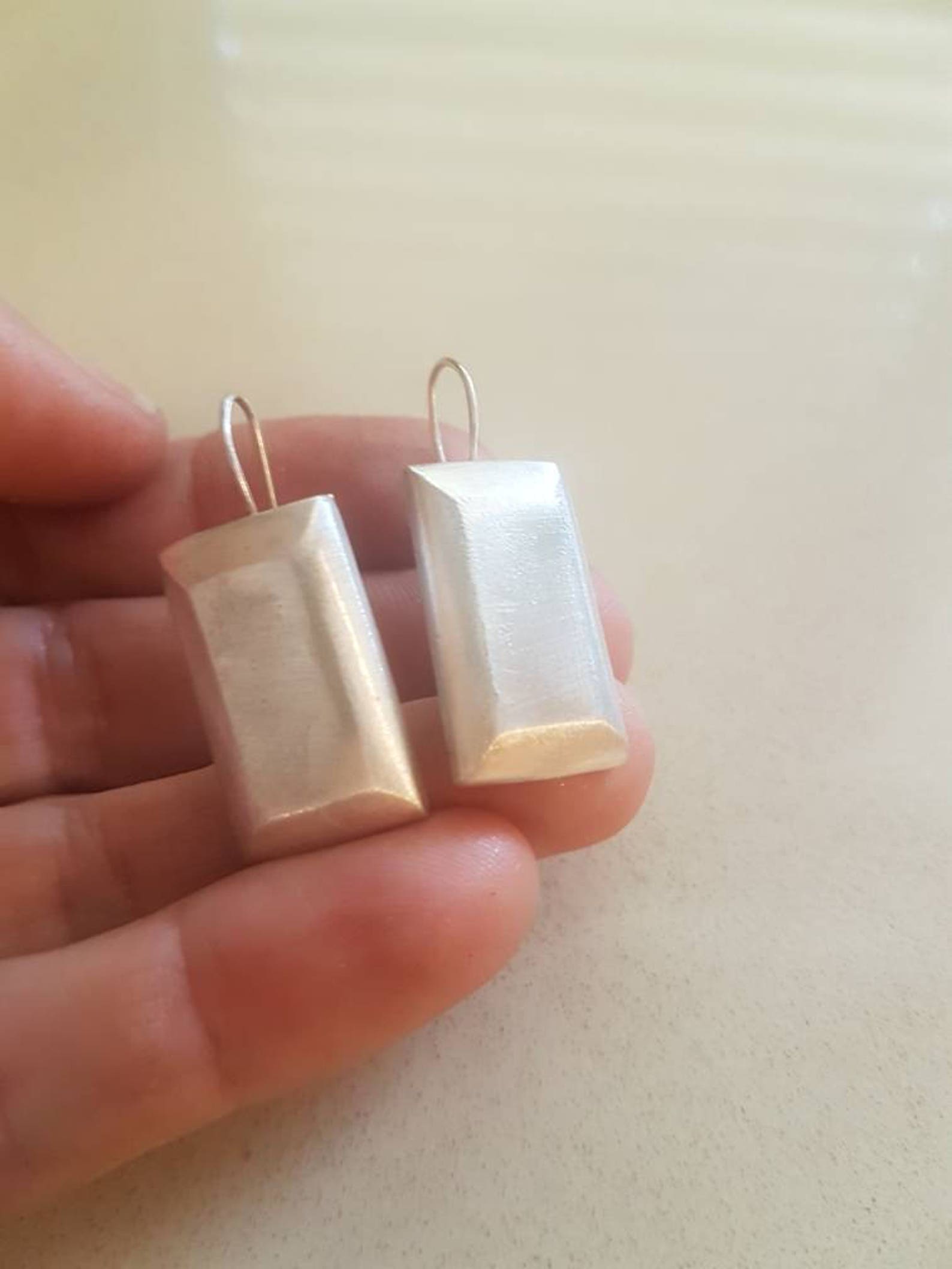 Rectangle Earrings, Drop Silver Earrings, Silver Statement Earrings ...