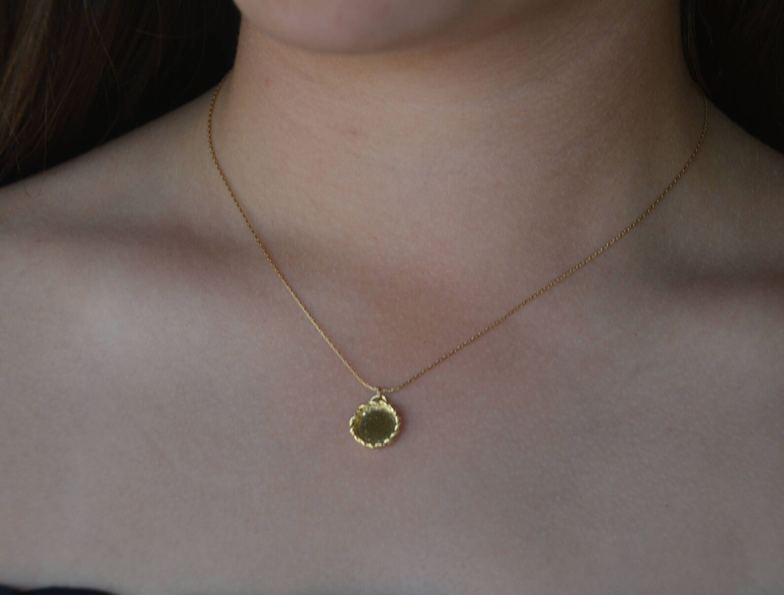 Gold Disc Necklace 14k Gold Necklace Disc Pendant Necklace - Etsy