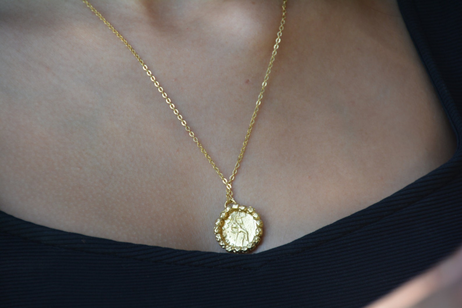 Antique Gold Coin Necklace Gold Necklace Gold Coin Pendant - Etsy
