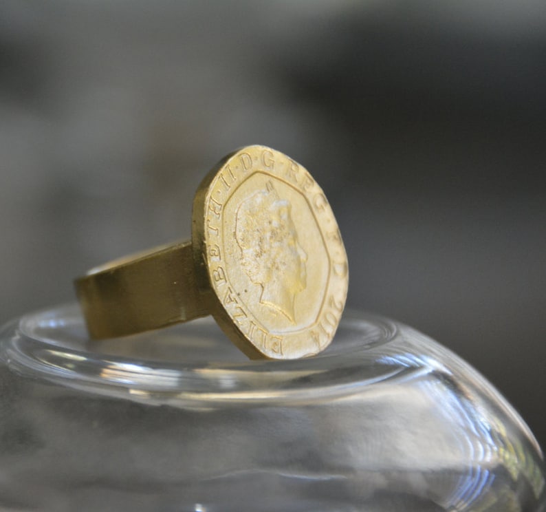 Signet ring women gold coin ring signet ring pinky coin | Etsy