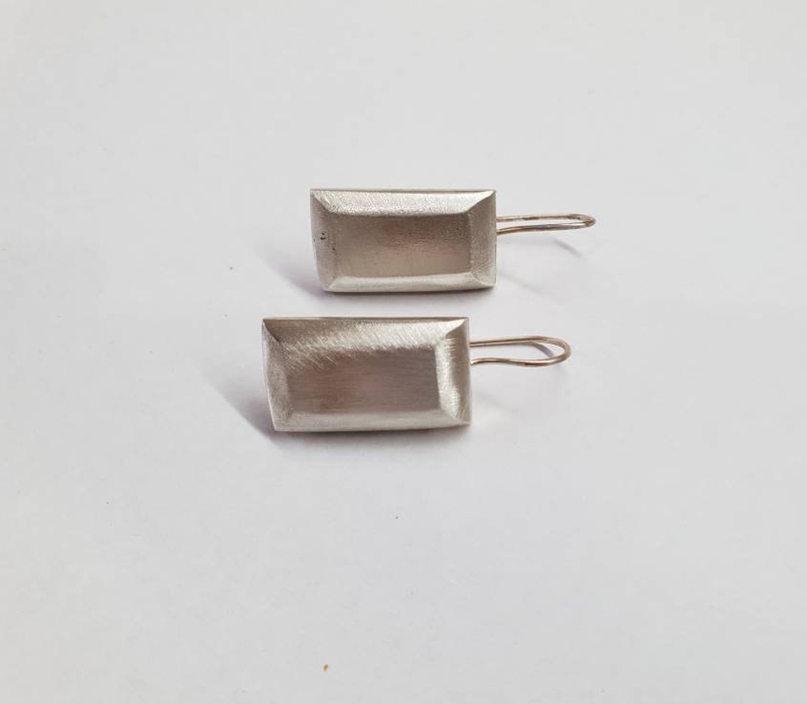 Rectangle Earrings, Drop Silver Earrings, Silver Statement Earrings ...