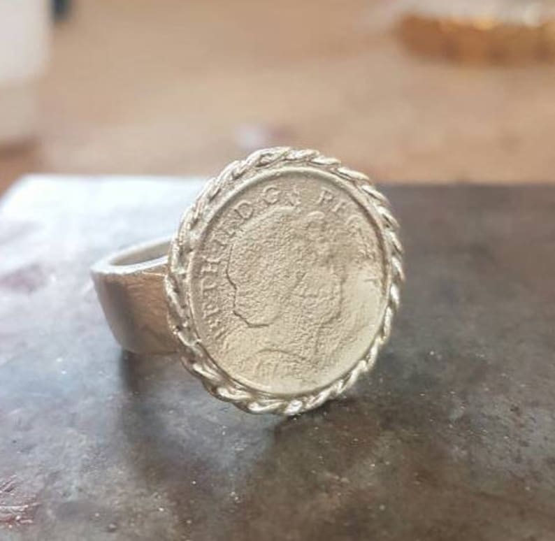 Signet Ring Women Coin Signet Ring Sterling Silver Coin - Etsy