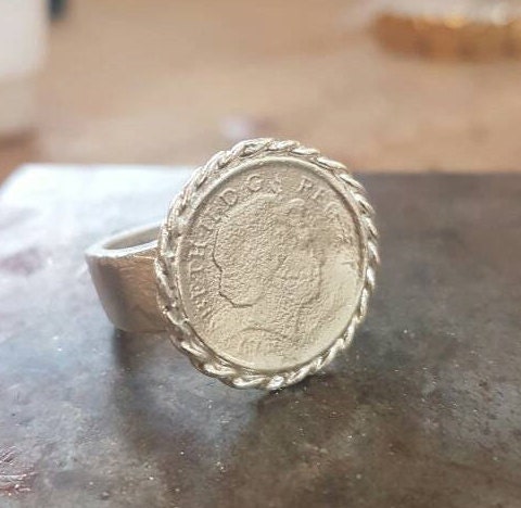 Coin Ring Signet Ring Women Coin Signet Ring Sterling | Etsy
