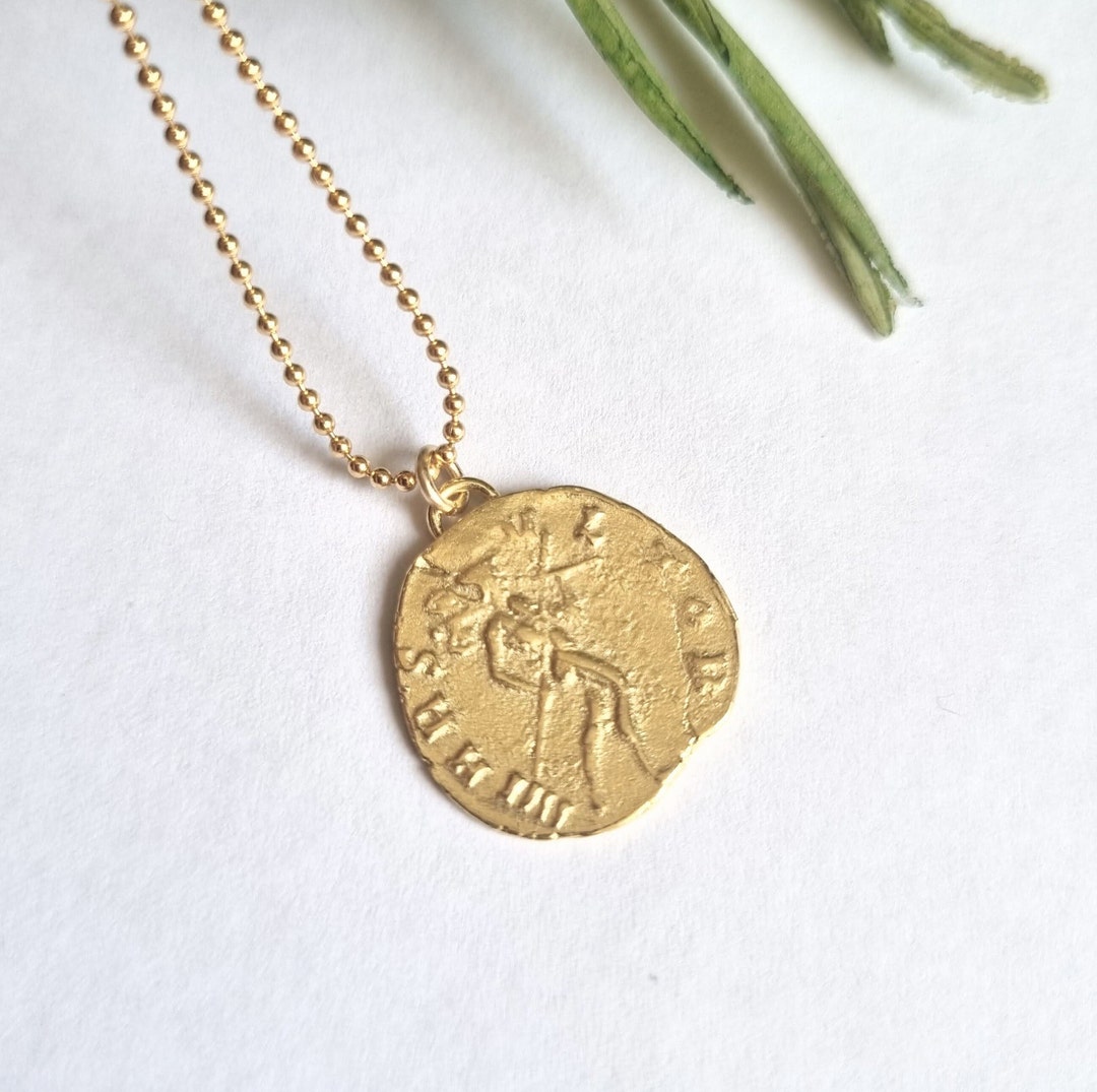Gold Coin Pendant, Coin Jewelry, Antique Style Necklace, Gold Coin ...