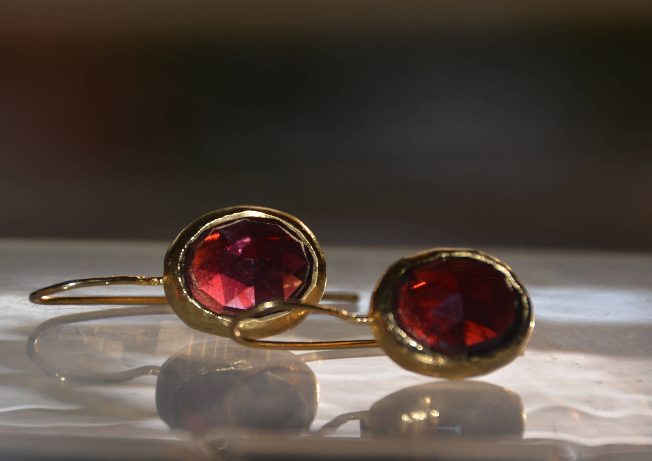 Garnet Earrings January Birthstone Earrings Drop Gold Garnet | Etsy