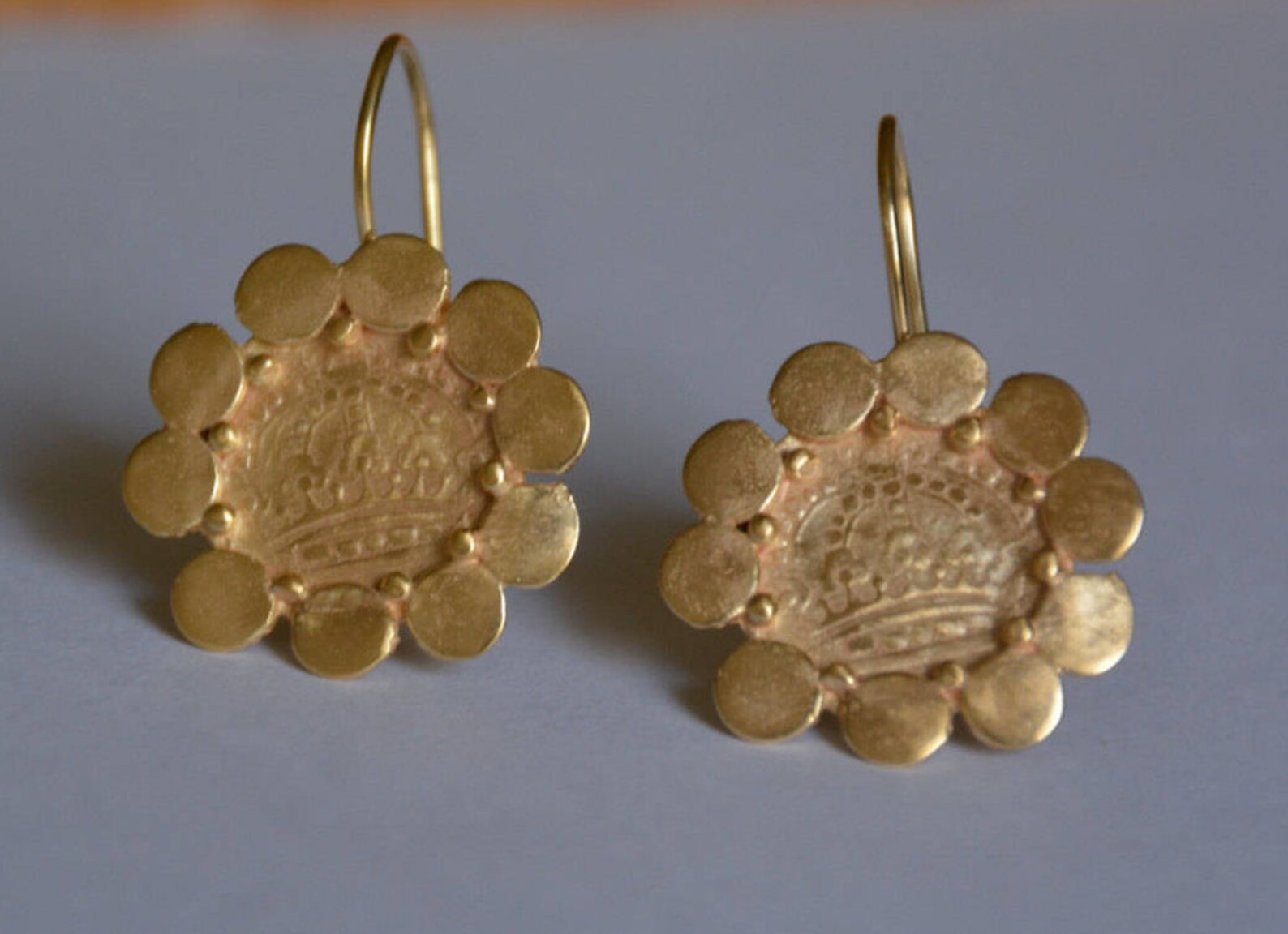 Gold coin earrings antique coin earrings gold wedding | Etsy
