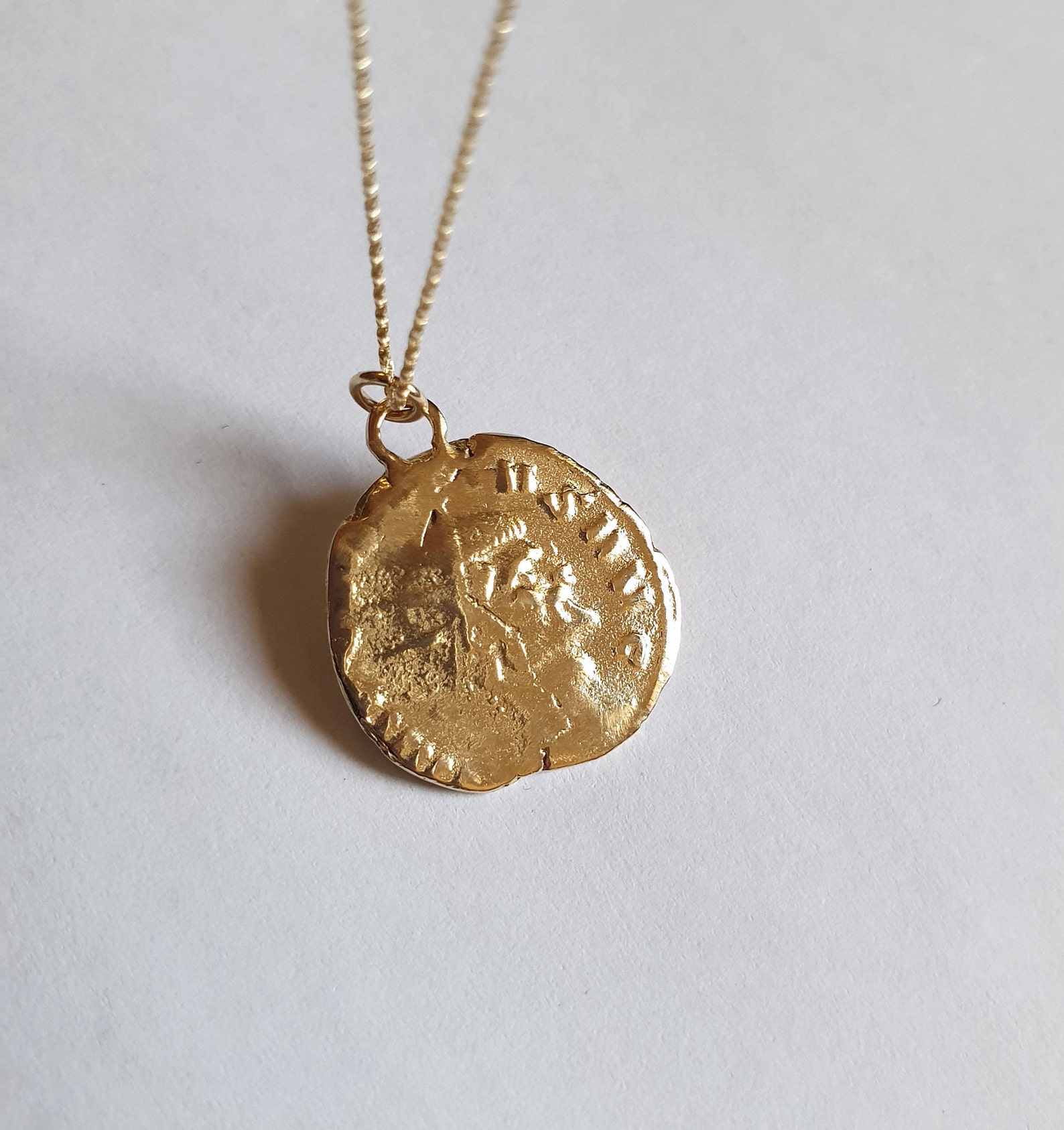 Antique Coin Pendant Necklace 14k Gold Necklace Gold Coin - Etsy