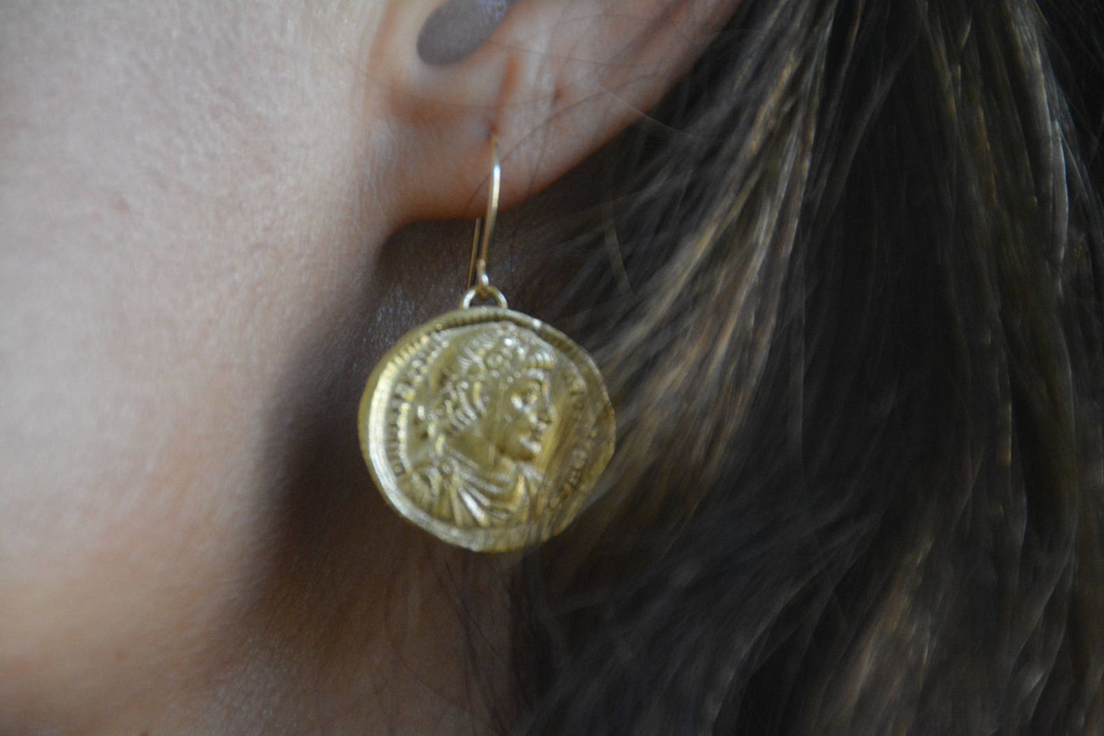 Gold Coin Earrings Antique Coin Earrings Dangle Coin | Etsy