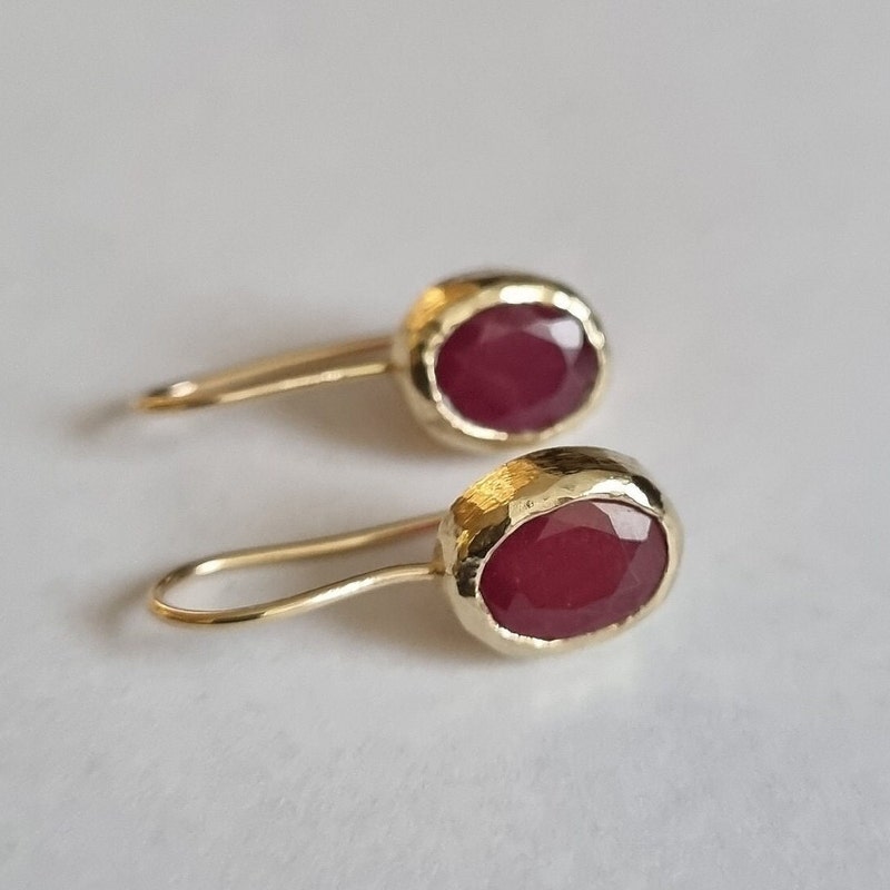 Gold Ruby Earrings - Etsy