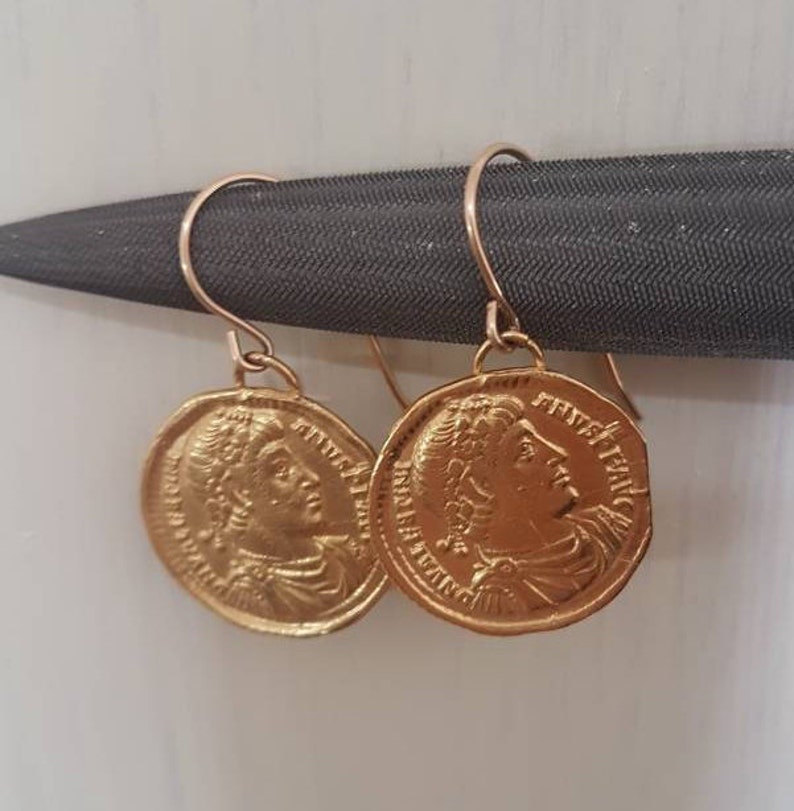 Gold Coin Earrings Antique Coin Earrings Dangle Coin | Etsy
