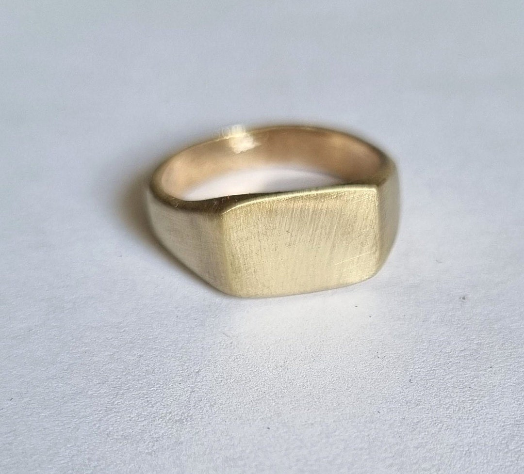 Solid Gold Signet Ring, 14k Signet Ring, Gold Ring for Women, Minimalist Jewelry, Rectangle ...