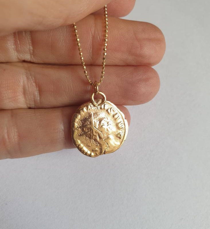 Antique Coin Pendant Necklace 14k Gold Necklace Gold Coin | Etsy