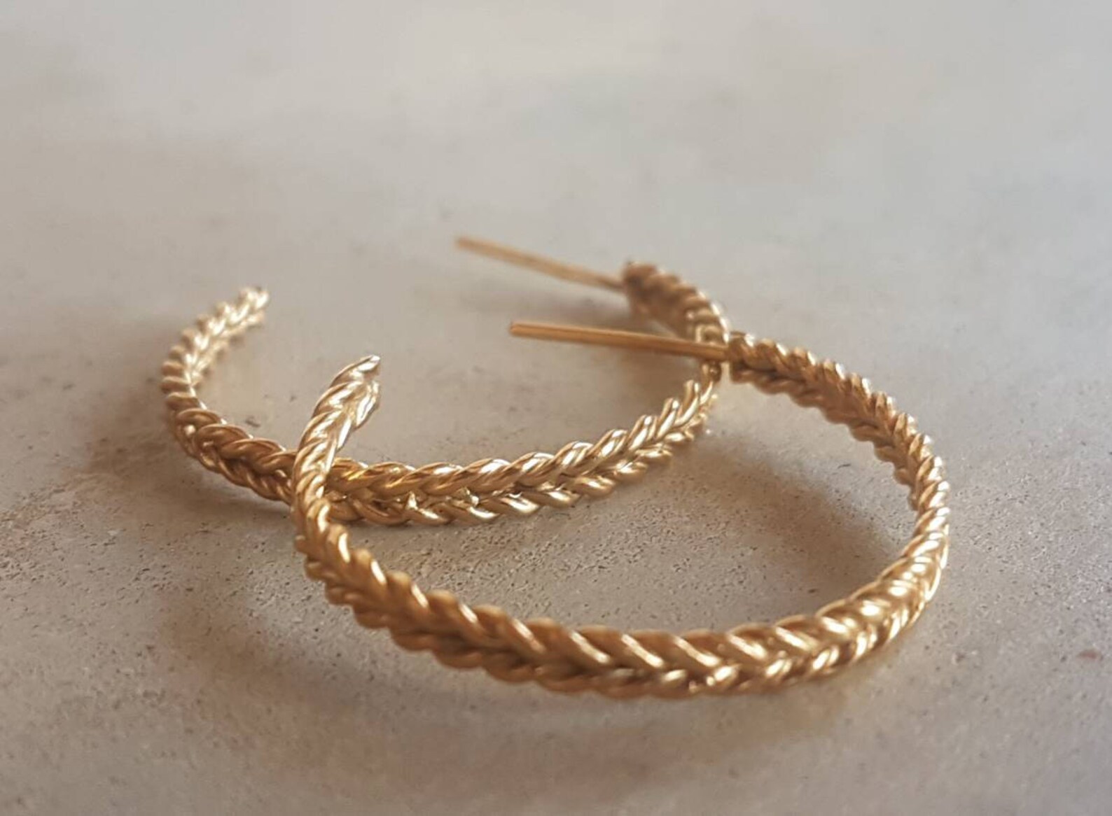 Braided Hoop Earrings, Gold Hoop Earrings, Large Hoop Earrings, Open ...