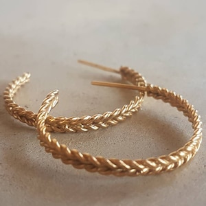 Braided Hoop Earrings, Gold Hoop Earrings, Large Hoop Earrings, Open ...