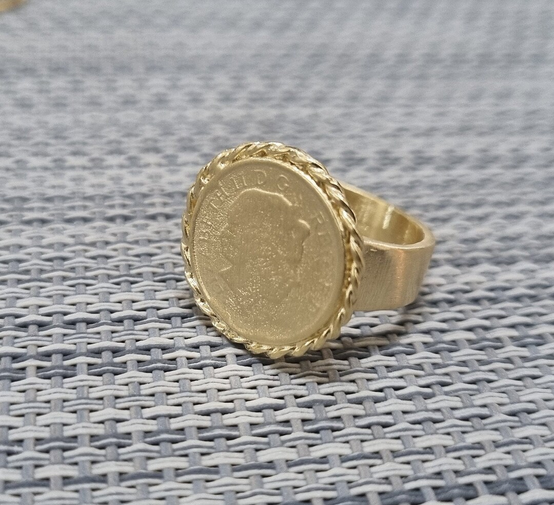 Gold Coin Ring Coin Pinky Ring Gold Signet Ring Coin Signet - Etsy