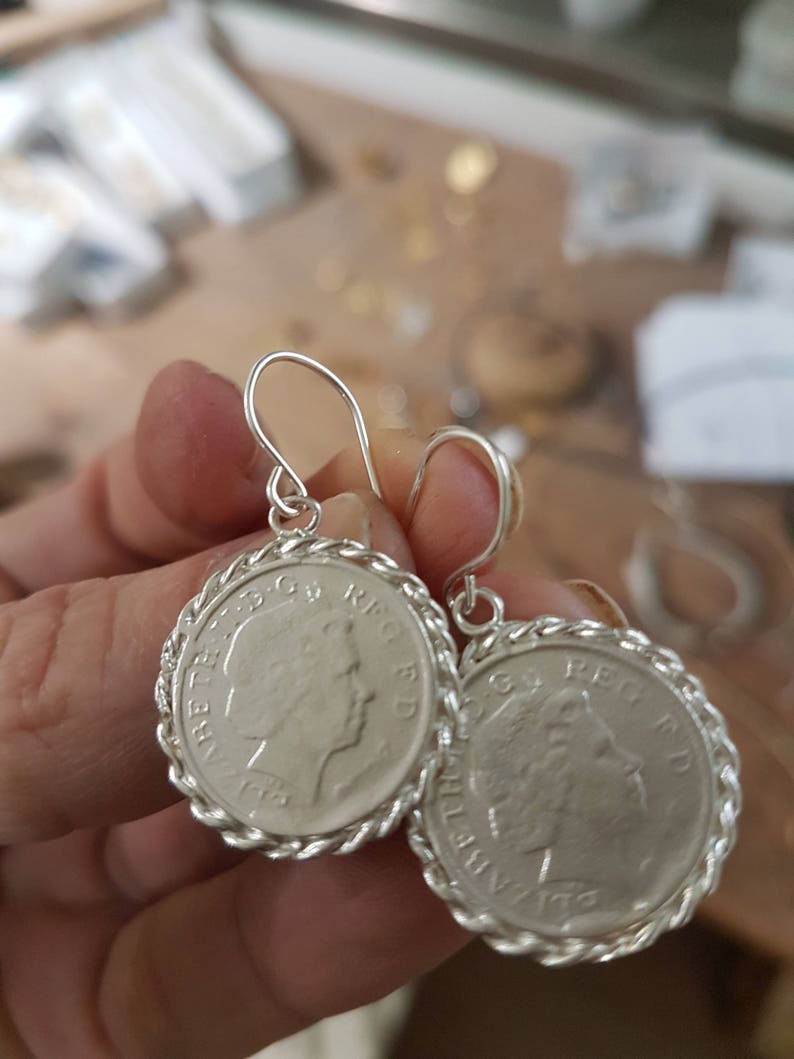 Gold Coin Earrings, Dangle Coin Earrings, Coin Pendant Earrings ...