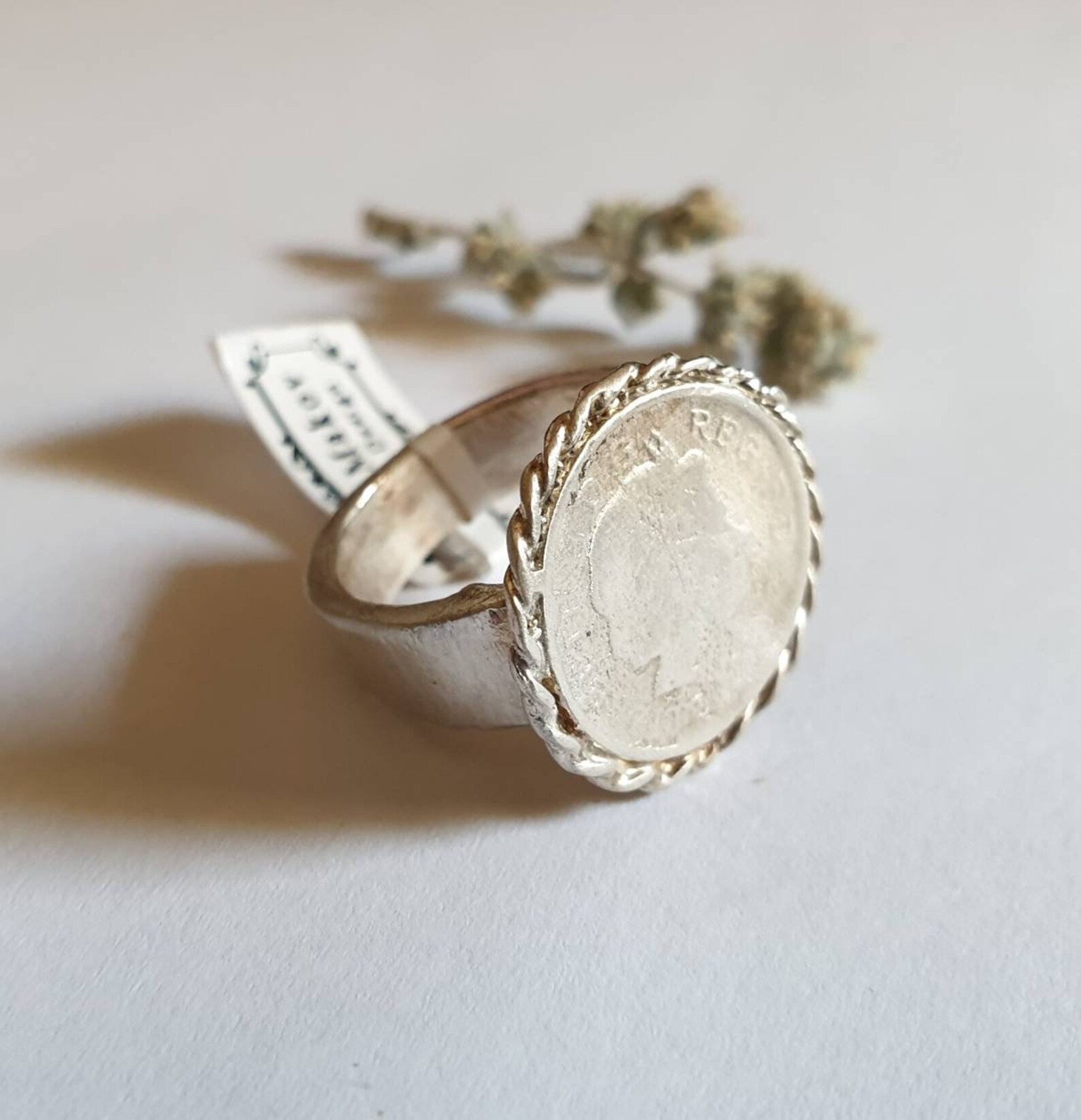 Coin Ring Signet Ring Women Coin Signet Ring Sterling | Etsy