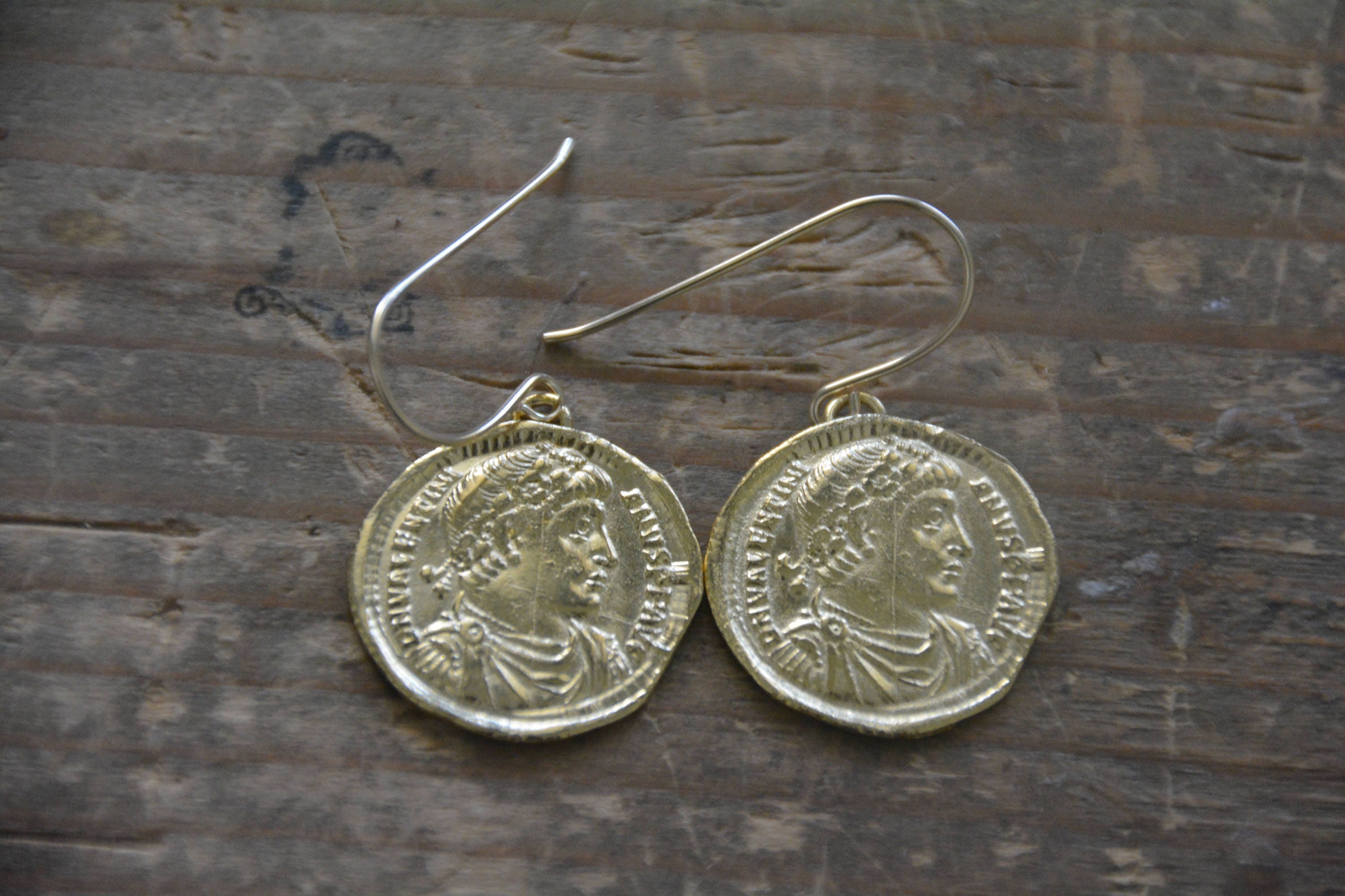 Gold Coin Earrings Antique Coin Earrings Dangle Coin | Etsy
