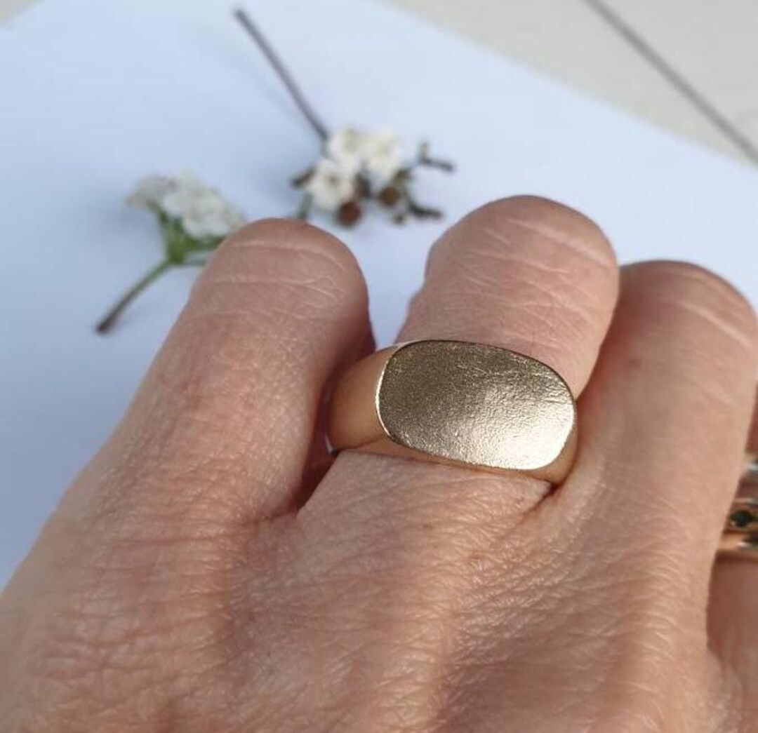 14k Gold Signet Ring, Statement Signet Ring, Modern Jewelry, Signet ...