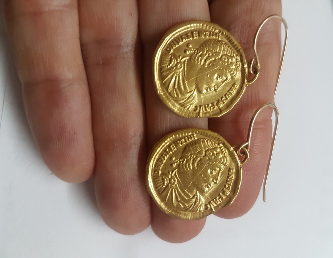 Gold Coin Earrings Antique Coin Earrings Dangle Coin - Etsy