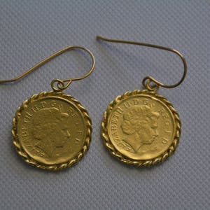 Gold Coin Earrings, Dangle Coin Earrings, Coin Pendant Earrings ...