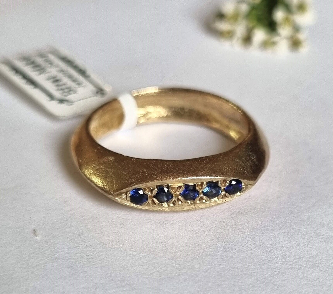 Blue Sapphires Ring, Gemstone Signet Ring, Signet Ring Women, Silver ...