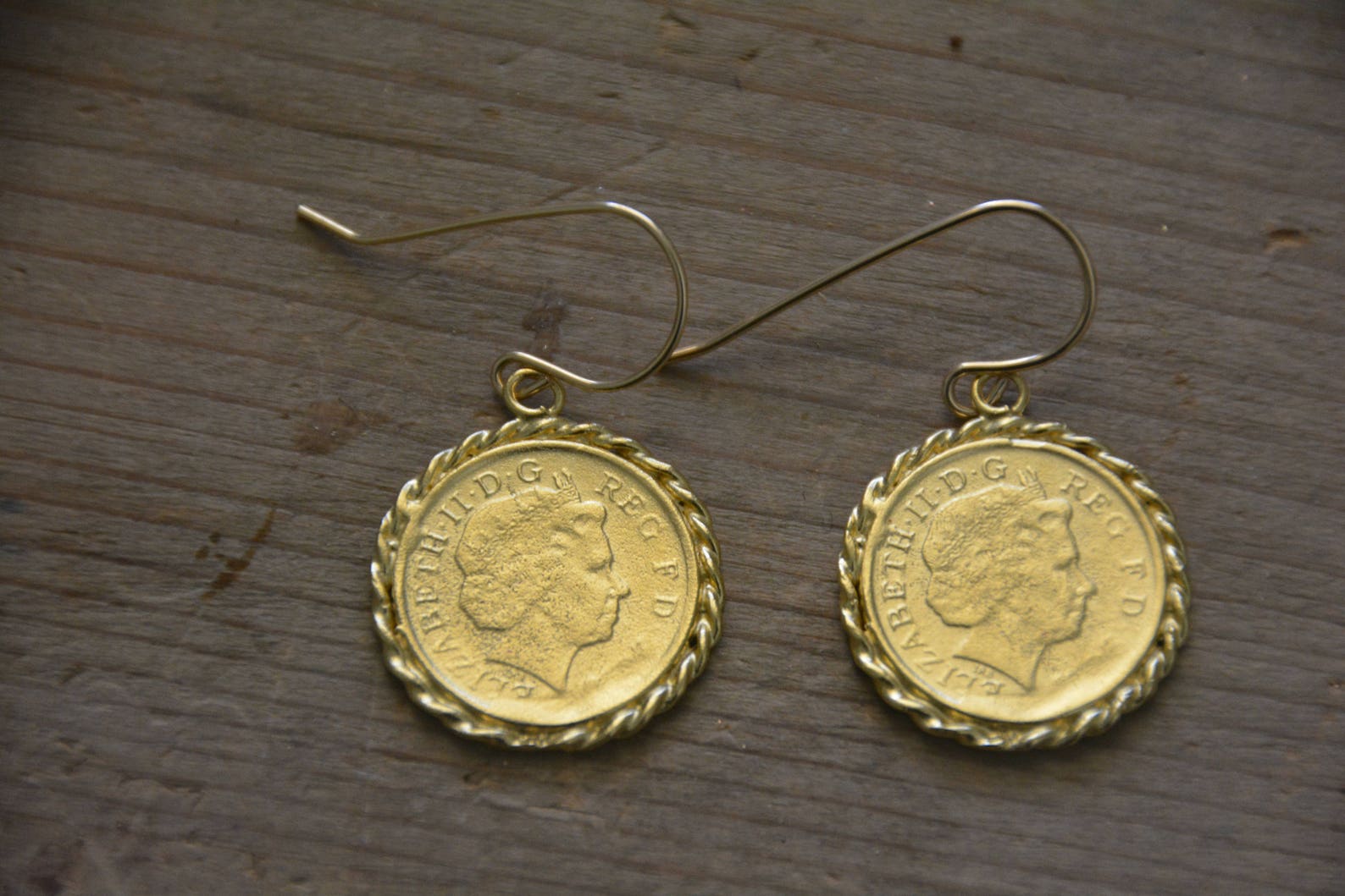 Gold Coin Earrings, Dangle Coin Earrings, Coin Pendant Earrings ...