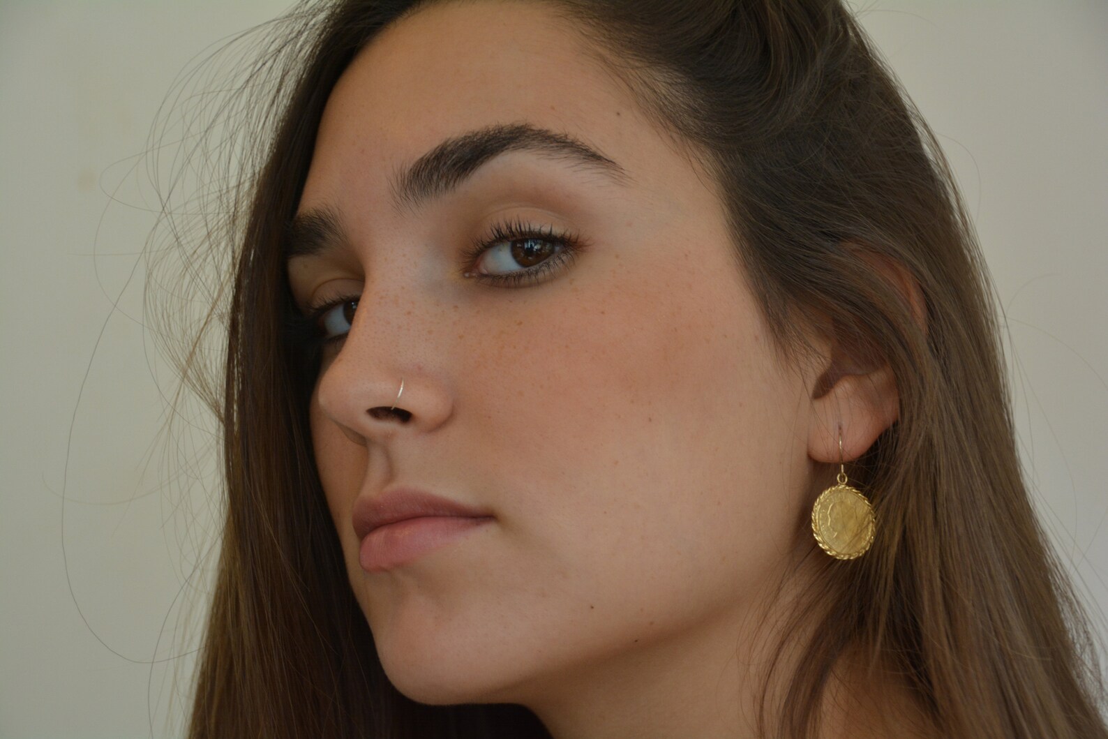 Gold Coin Earrings, Dangle Coin Earrings, Coin Pendant Earrings ...