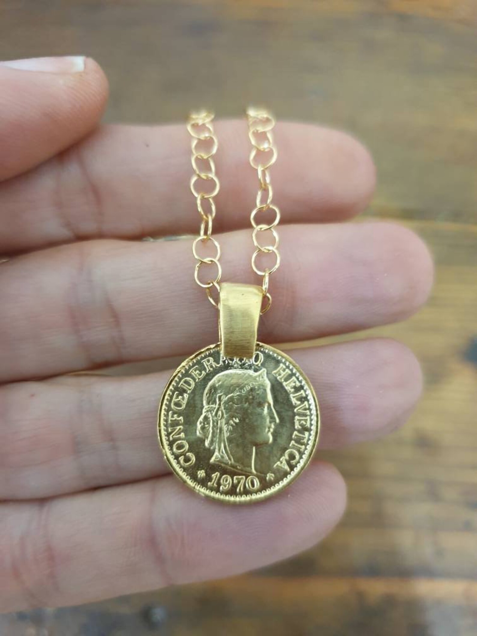 Gold Coin Necklace 14k Gold Necklace Long Coin Necklace | Etsy