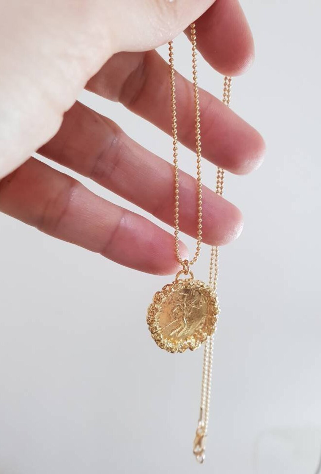 Gold Coin Necklace, Gold Pendant Necklace, 14k Gold Necklace, Antique ...