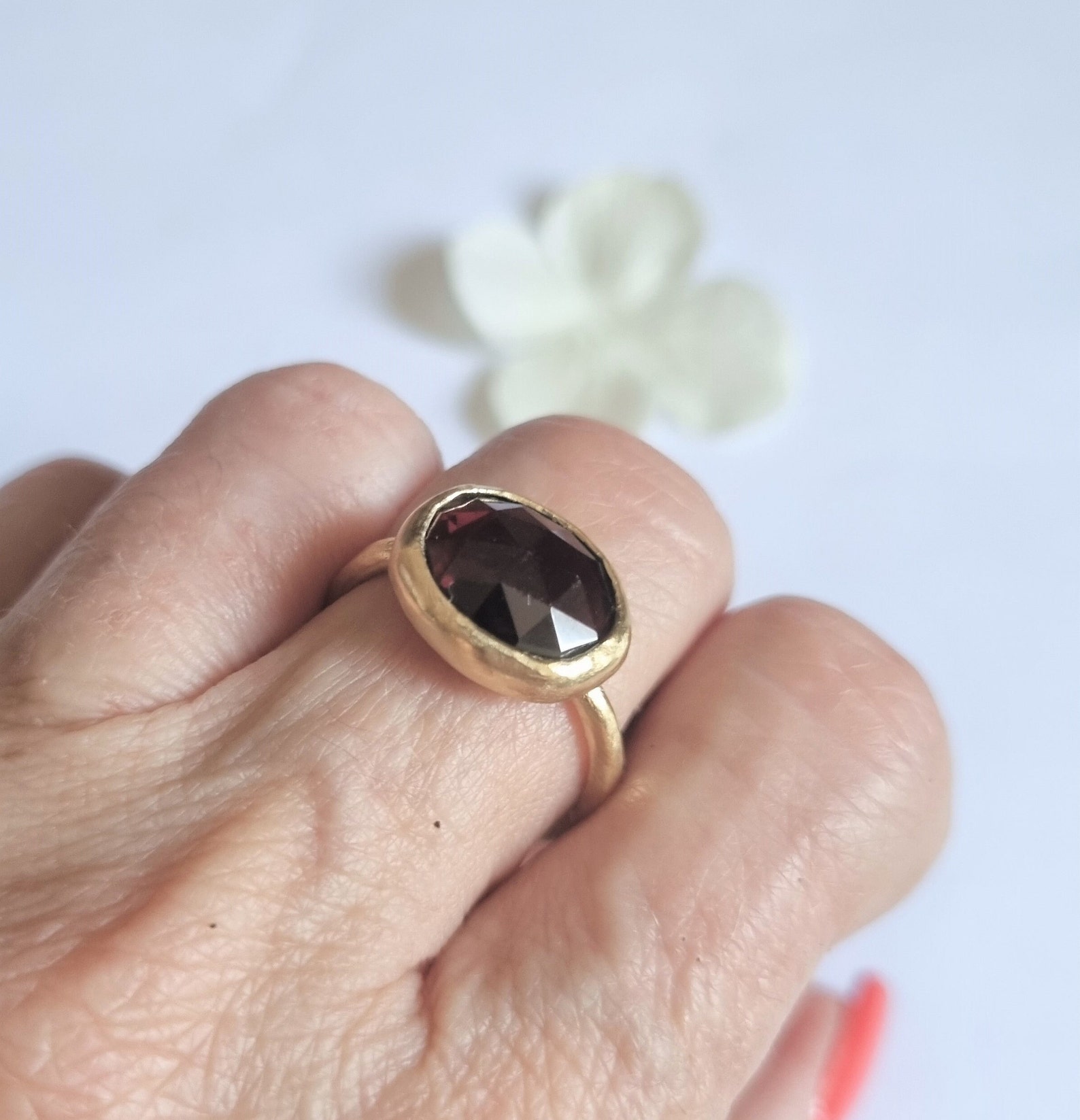 Gold Gemstone Ring, Oval Gold Ring, Elegant Gold Ring, Statement Gold ...