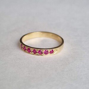 14k Ruby Ring, Gemstone Wedding Band, Half Eternity Ring, Gold Gemstone ...